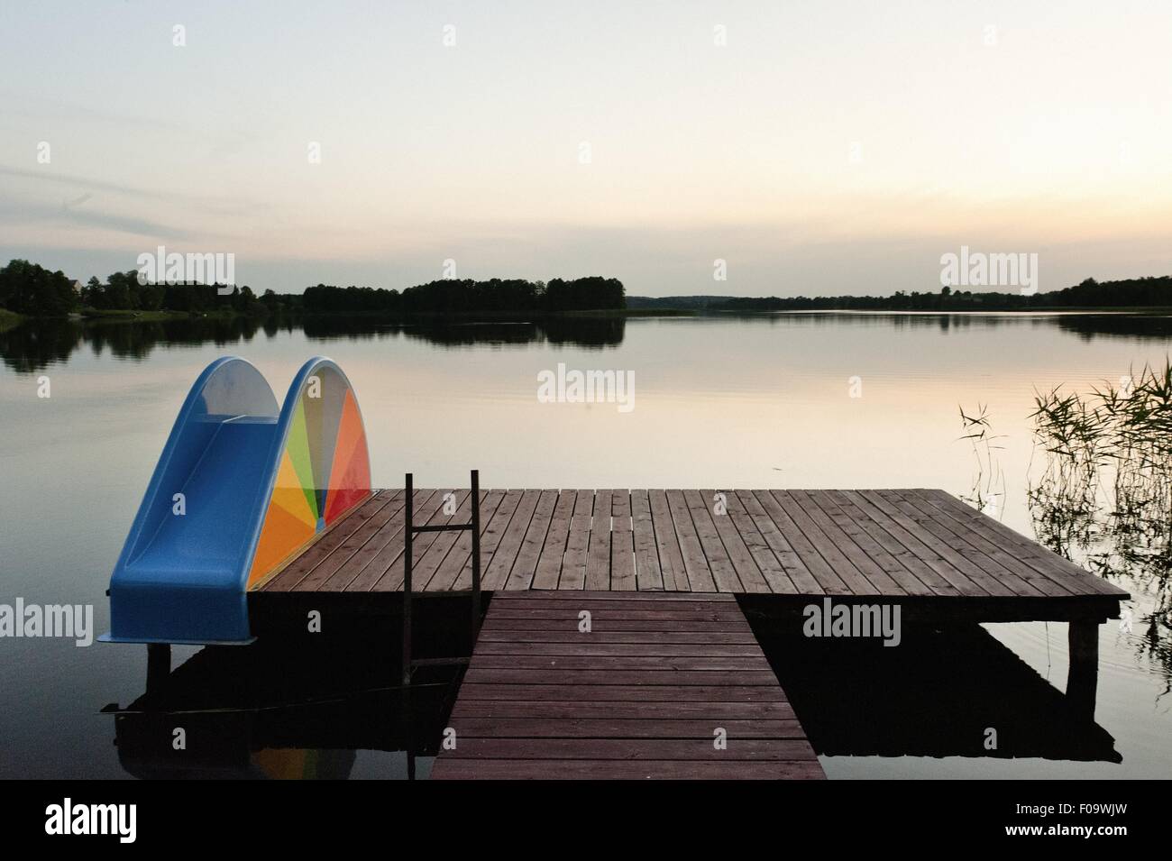 Jetty in Masurian Lake District, Mikolajki, Warmia Masuria, Poland ...