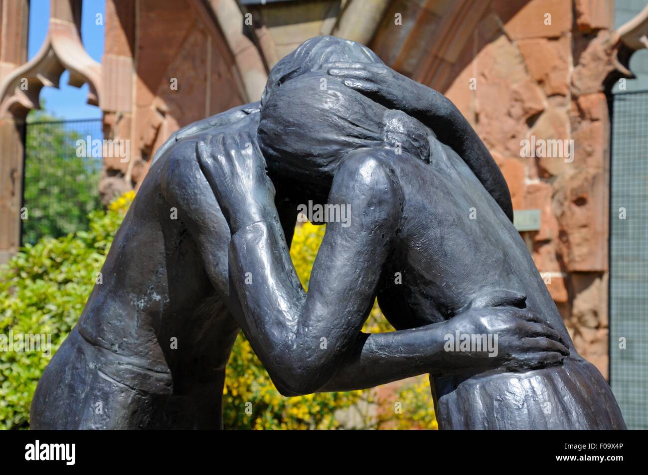 Reconciliation statue inside the ruins of the old Cathedral, Coventry ...