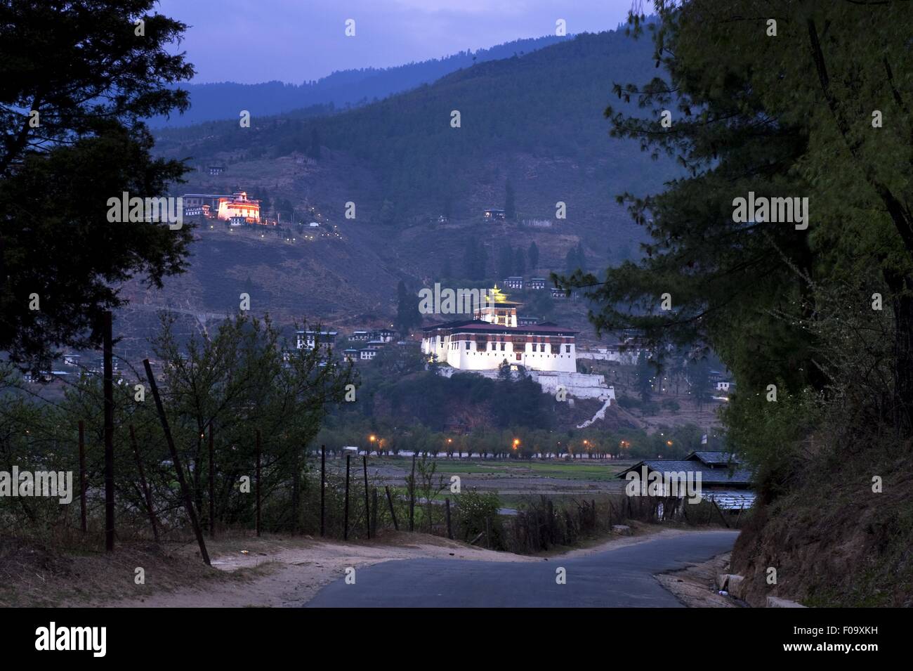 Night view of town and Paro valley, Bhutan Stock Photo - Alamy