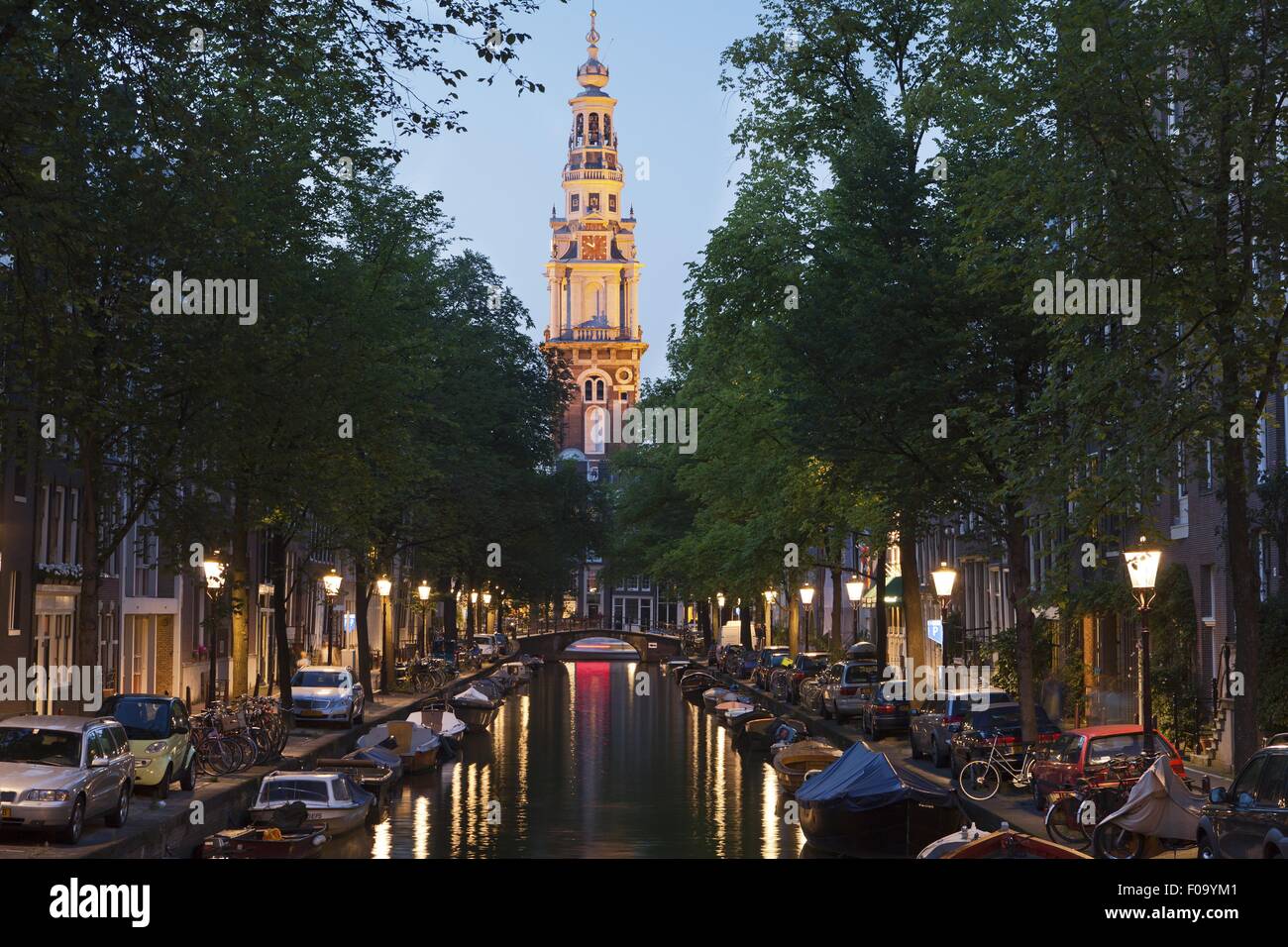 Zuiderkerk church at Groenburgwal canal, Amsterdam, Netherlands Stock ...