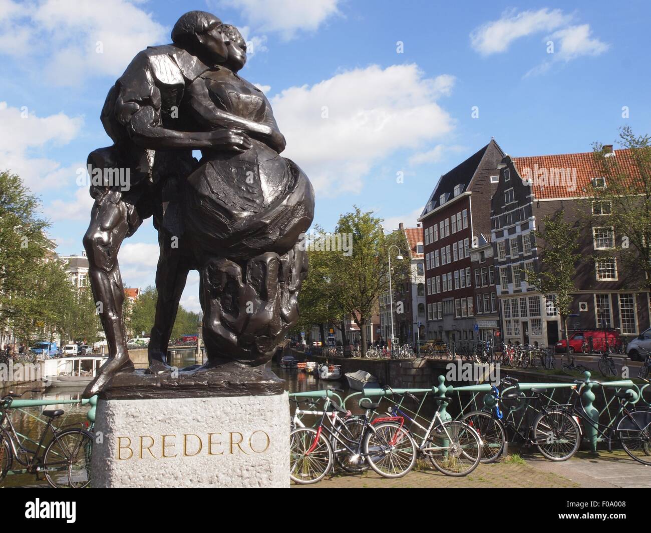 Bredero statue in Nieuwmarkt, Amsterdam, Netherlands Stock Photo - Alamy