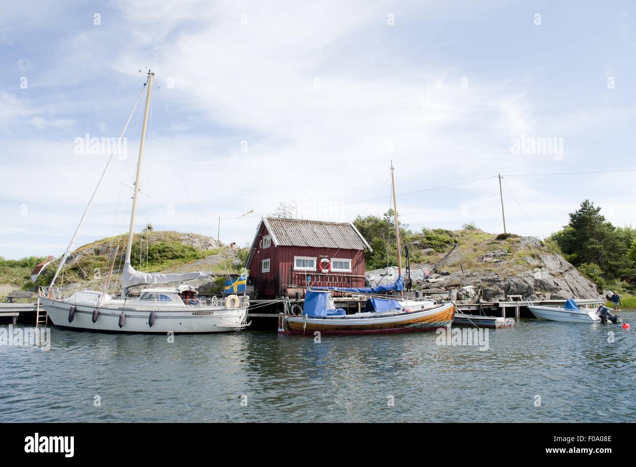 Boathouse boats at Gullholmen, Skafto, Sweden Stock Photo - Alamy