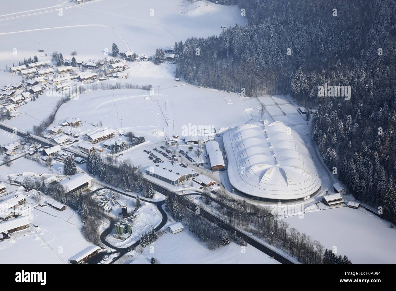 View of Max Aicher Arena in winter in Inzell, Traunstein, Bavaria ...