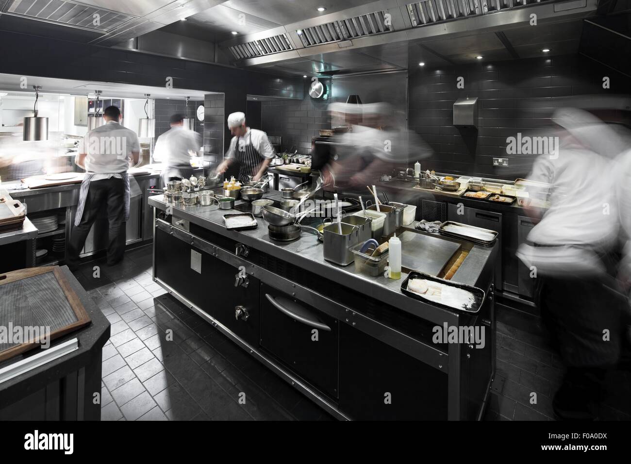 Cooks working in kitchen of Pollen Street Social restaurant in London ...