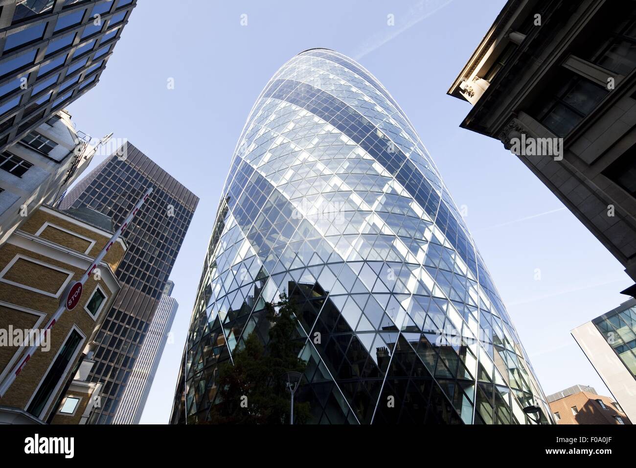 Low angle view of Cucumber building in London, UK Stock Photo - Alamy
