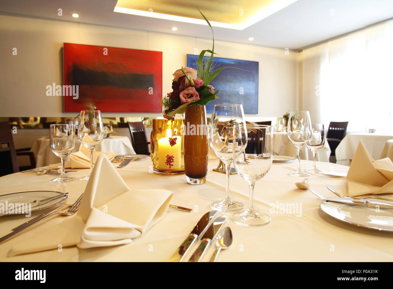 Table laid in restaurant, Germany Stock Photo - Alamy