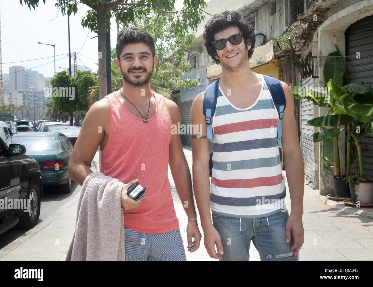 Portrait of two men in casuals standing on street in Beirut, Lebanon ...