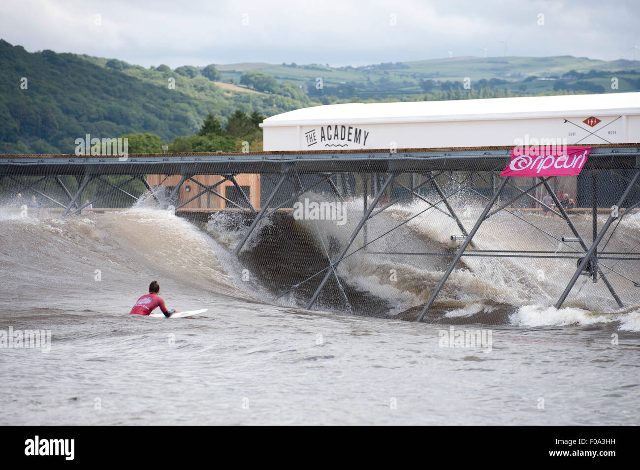Surf Snowdonia man made wave development in North Wales, UK Stock Photo ...