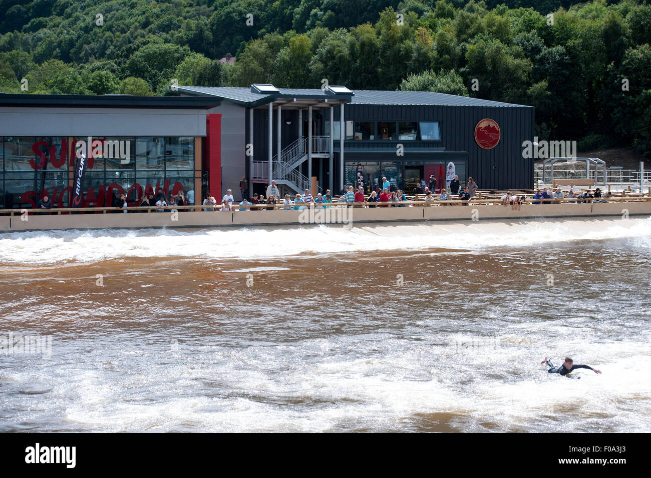 Surf Snowdonia man made wave development in North Wales, UK Stock Photo ...