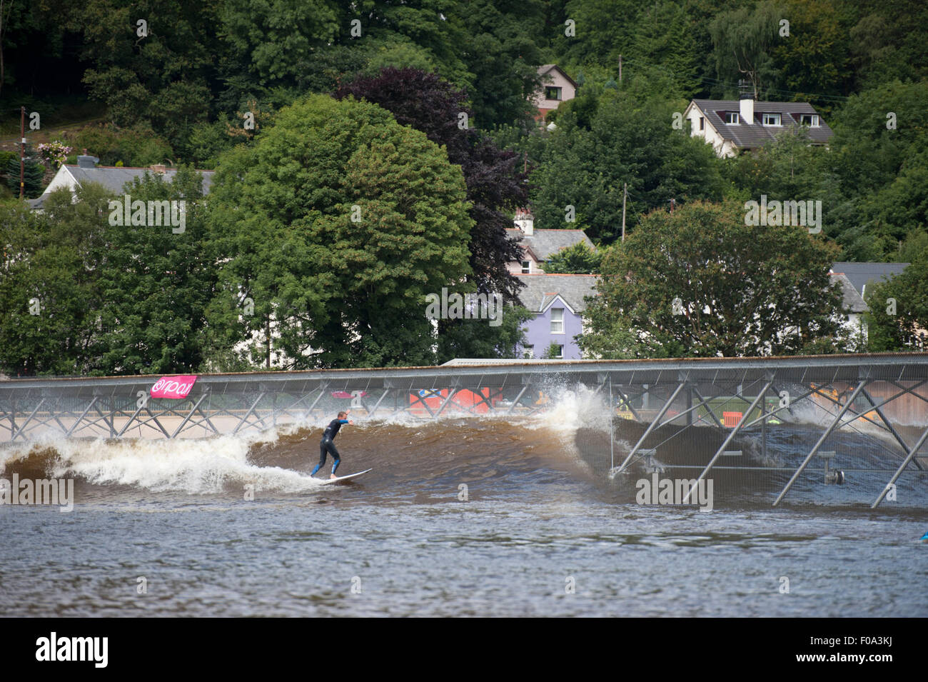 Surf Snowdonia man made wave development in North Wales, UK Stock Photo ...