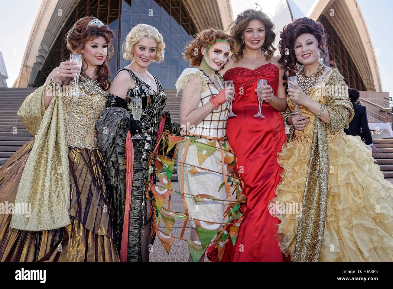 Sydney, AUSTRALIA - August 11, 2015: Opera singers in period costumes ...