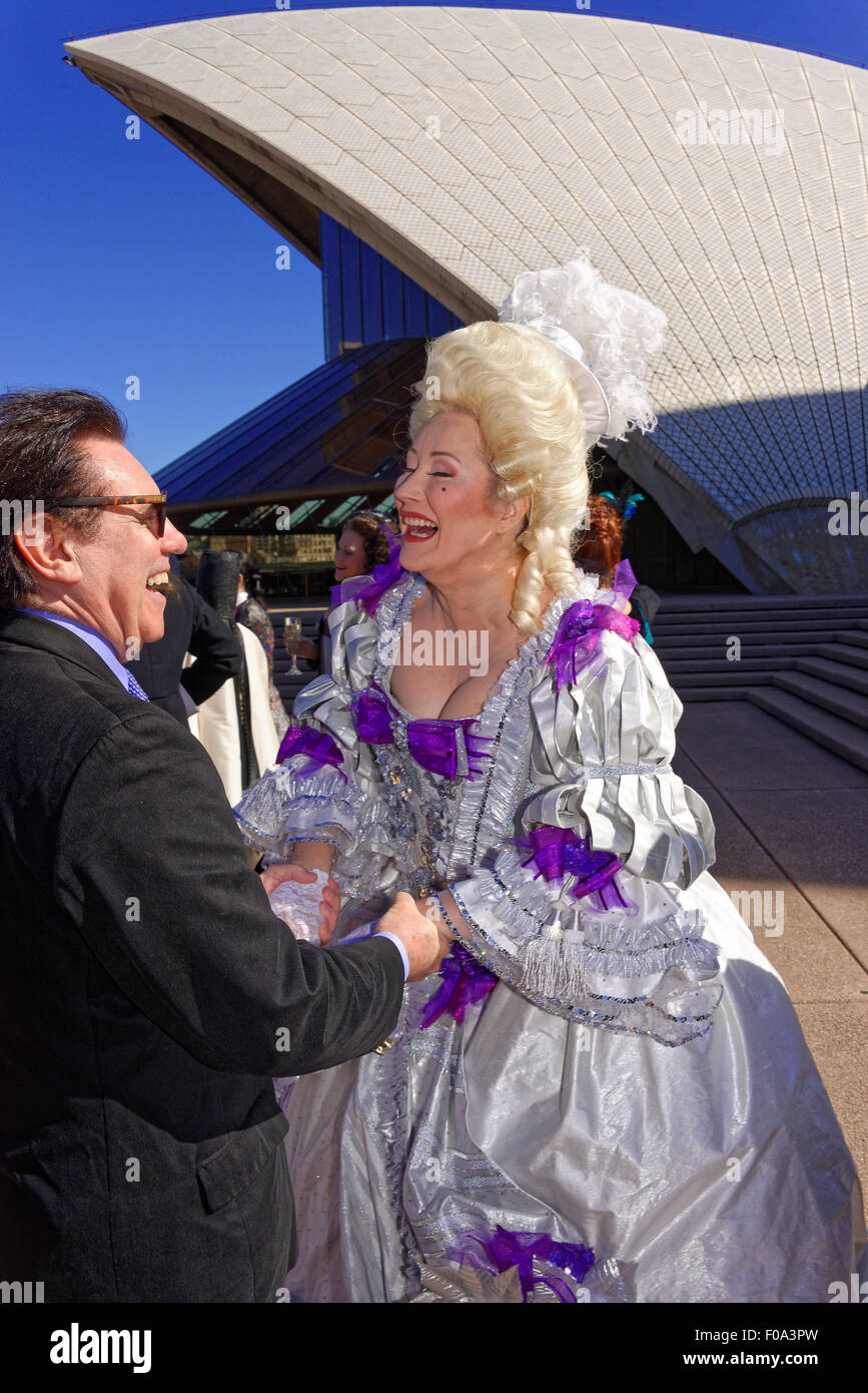 Sydney, AUSTRALIA - August 11, 2015: Opera singers in period costumes ...