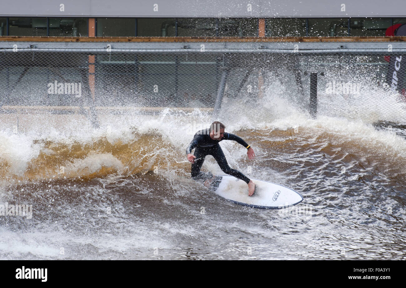 Surf Snowdonia man made wave development in North Wales, UK Stock Photo ...