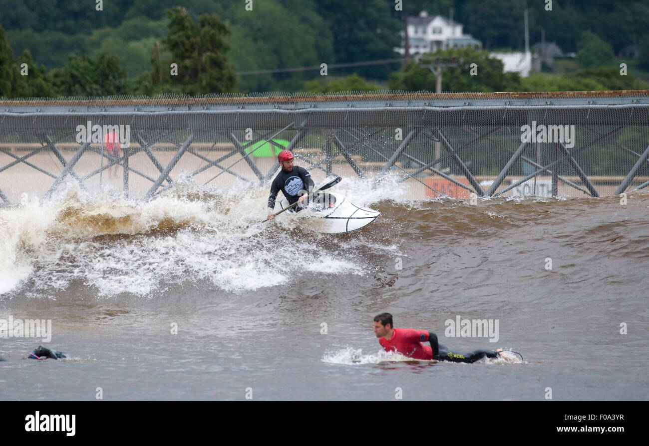 Surf Snowdonia man made wave development in North Wales, UK Stock Photo ...