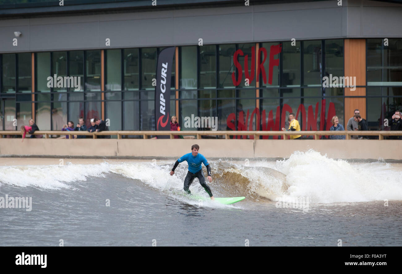 Surf Snowdonia man made wave development in North Wales, UK Stock Photo ...