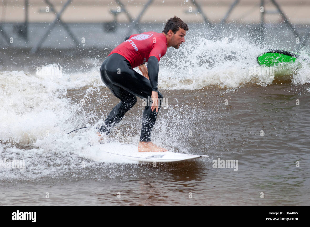 Surf Snowdonia man made wave development in North Wales, UK Stock Photo ...
