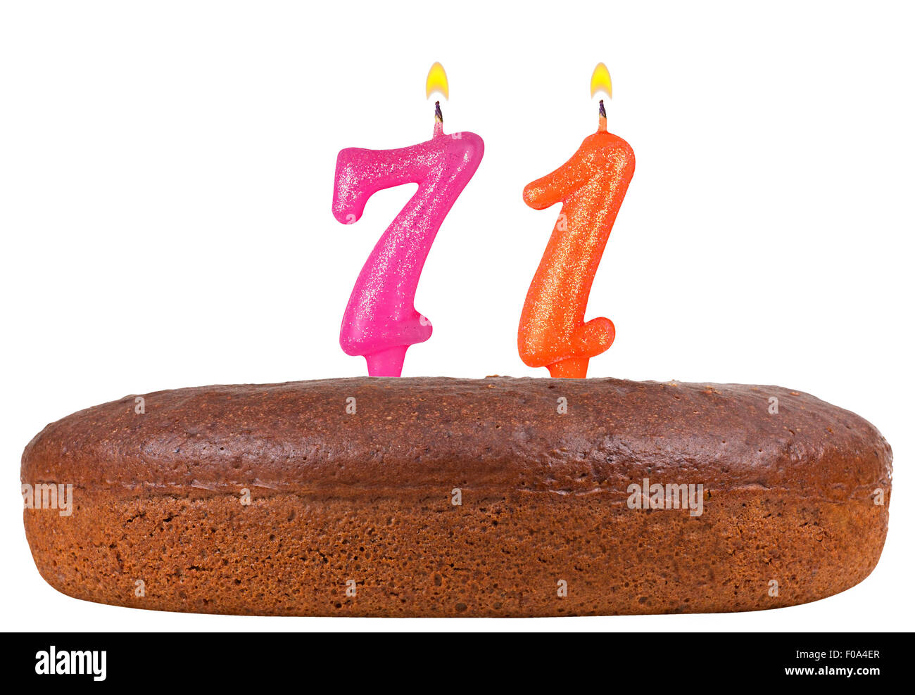 birthday cake with candles number 71 isolated on white background Stock ...