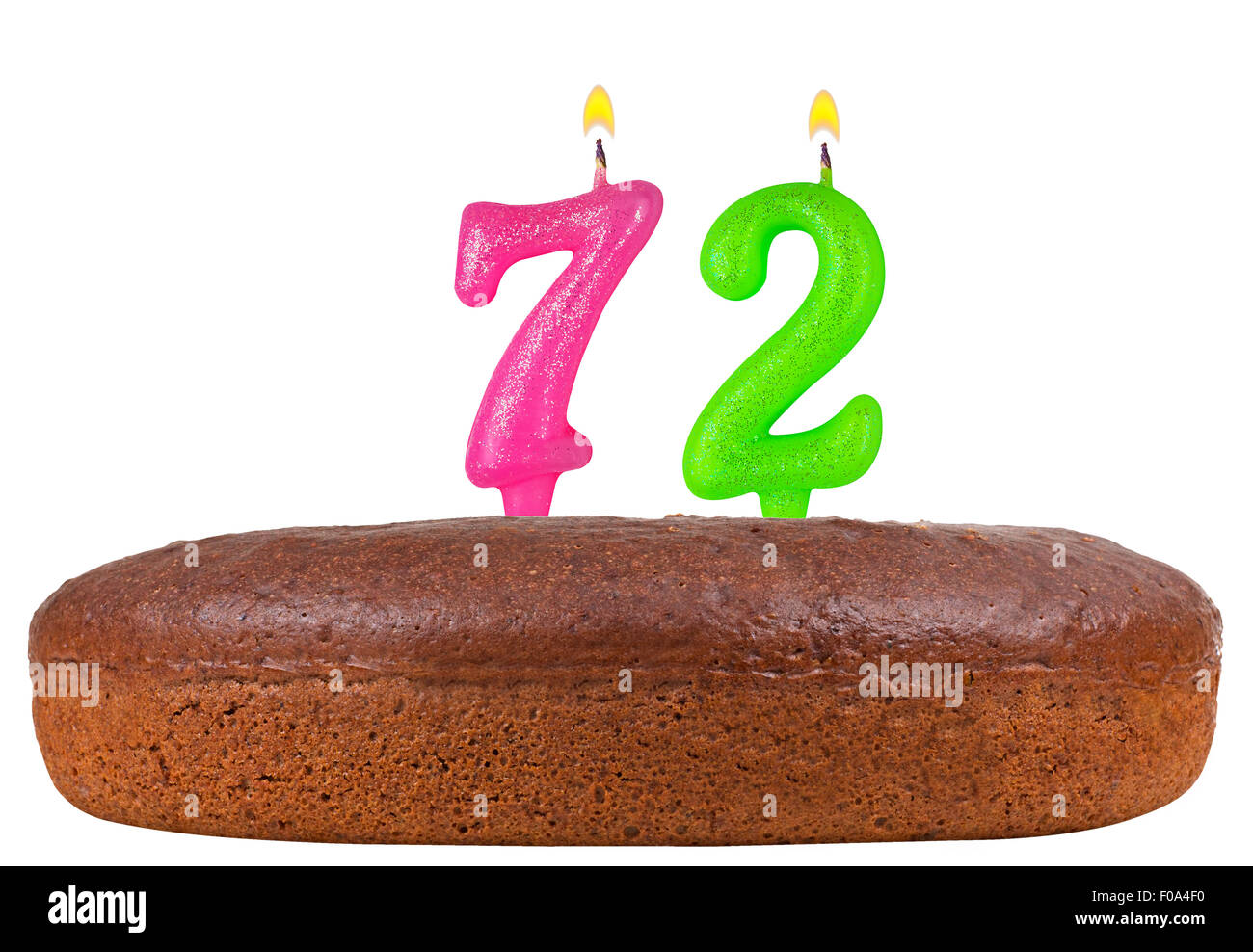 birthday cake with candles number 72 isolated on white background Stock ...