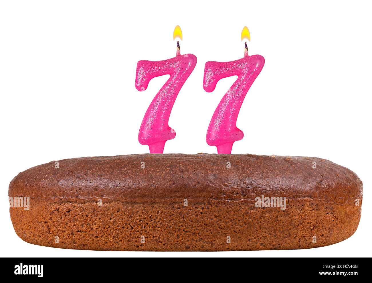 birthday cake with candles number 77 isolated on white background Stock ...