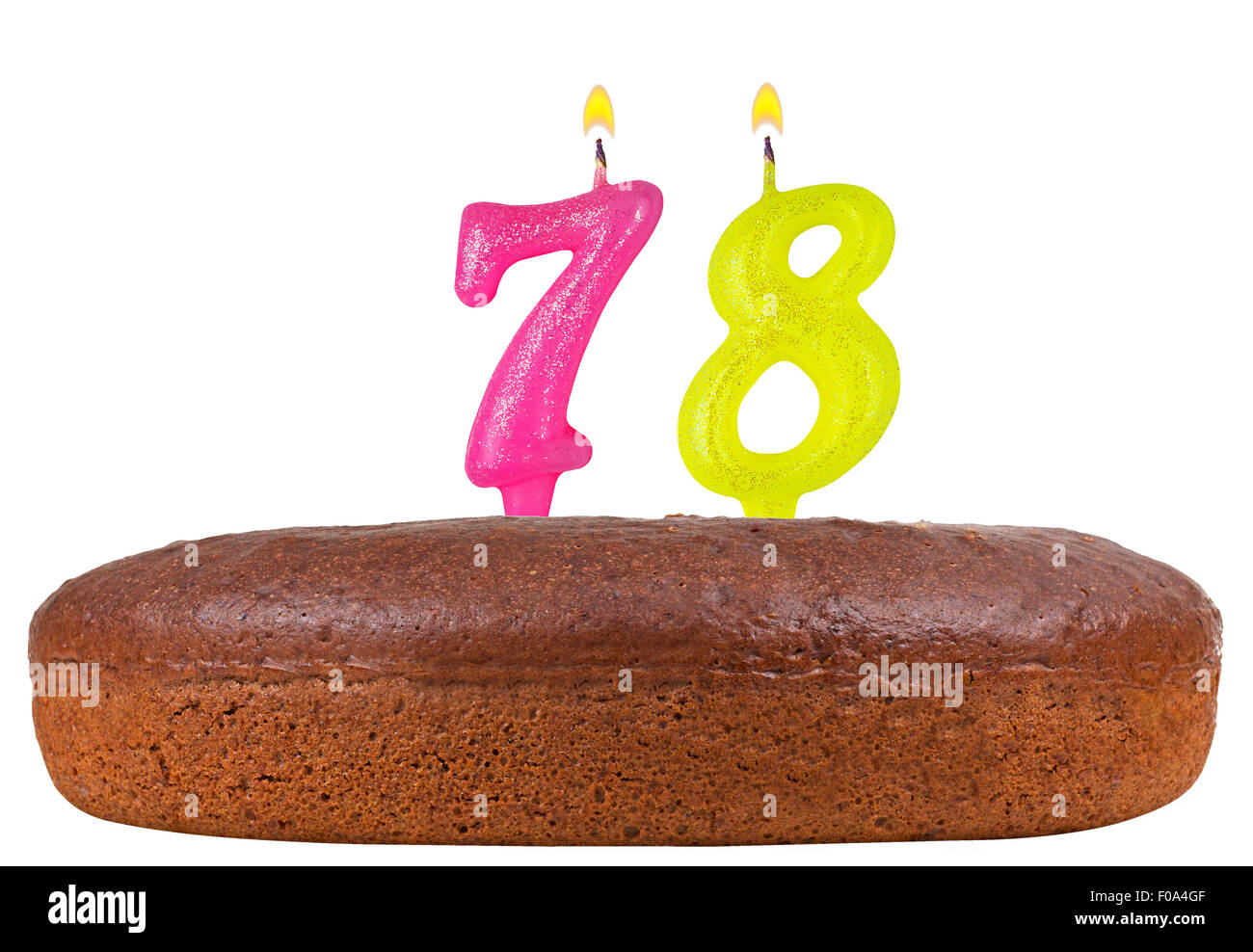 birthday cake with candles number 78 isolated on white background Stock ...