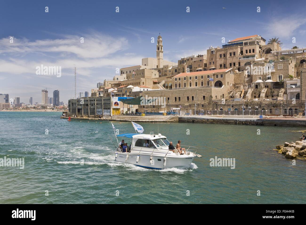 Boat in sea at old town, Tel Aviv, Israel Stock Photo - Alamy