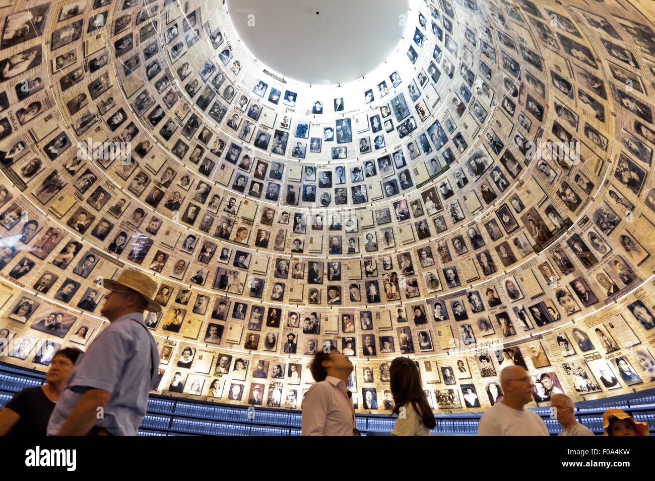 Low angle view of people at Hall of Names in Yad Vashem Memorial ...