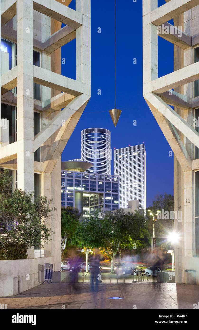 View of Golda Meir Cultural Centre at night, Tel Aviv, Israel Stock ...
