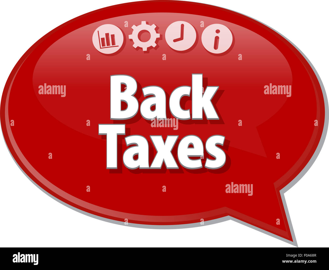 Speech bubble dialog illustration of business term saying Back Taxes ...