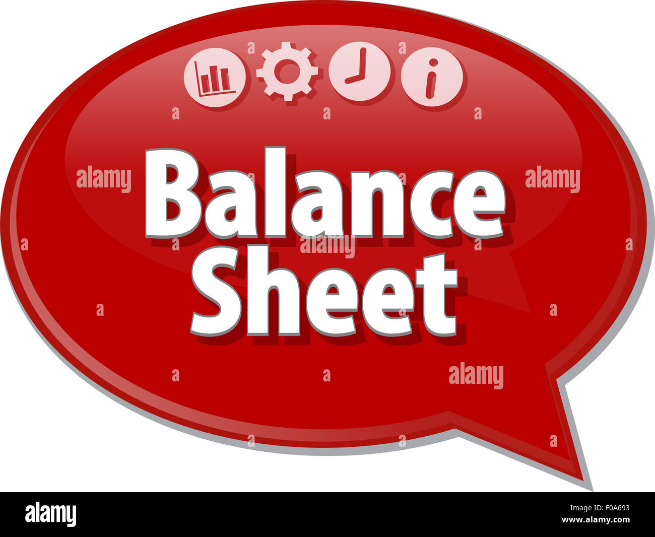 Speech bubble dialog illustration of business term saying Balance Sheet ...