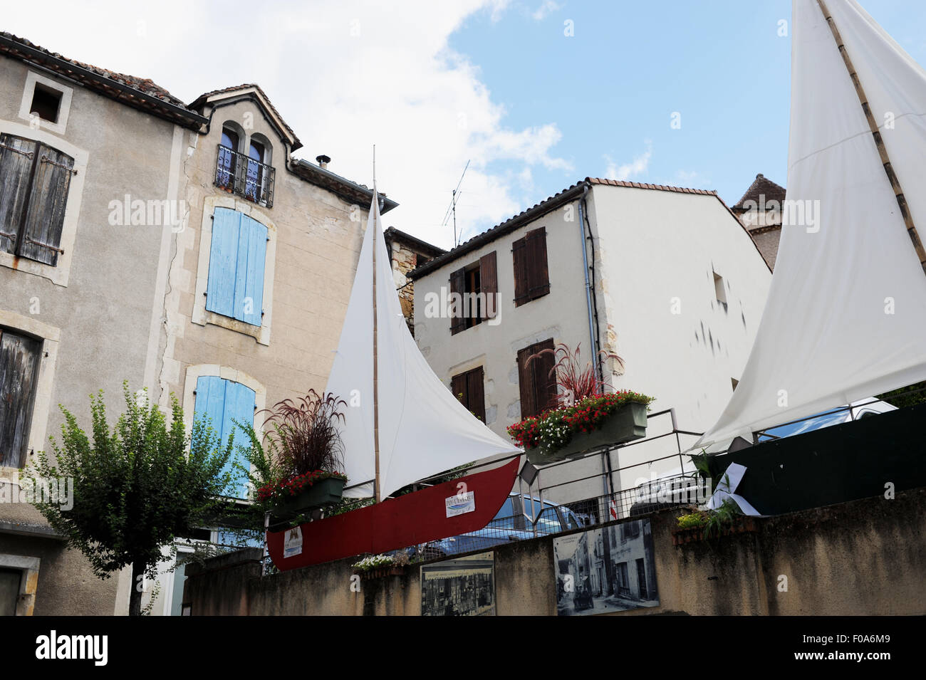 wacky sailing boat public art in streets of Puy-l'Eve que a small town ...