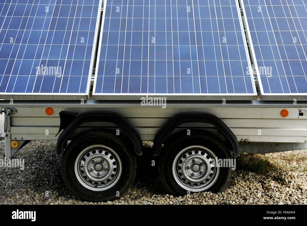 Detail shot with solar panels attached to a trailer Stock Photo - Alamy