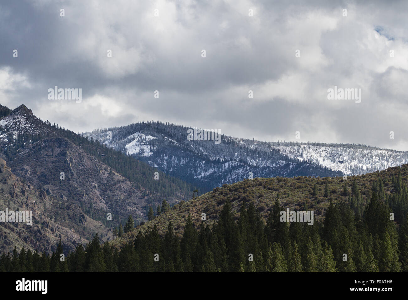 snow storm at the base of the Sierra Nevada mountains from the Nevada ...