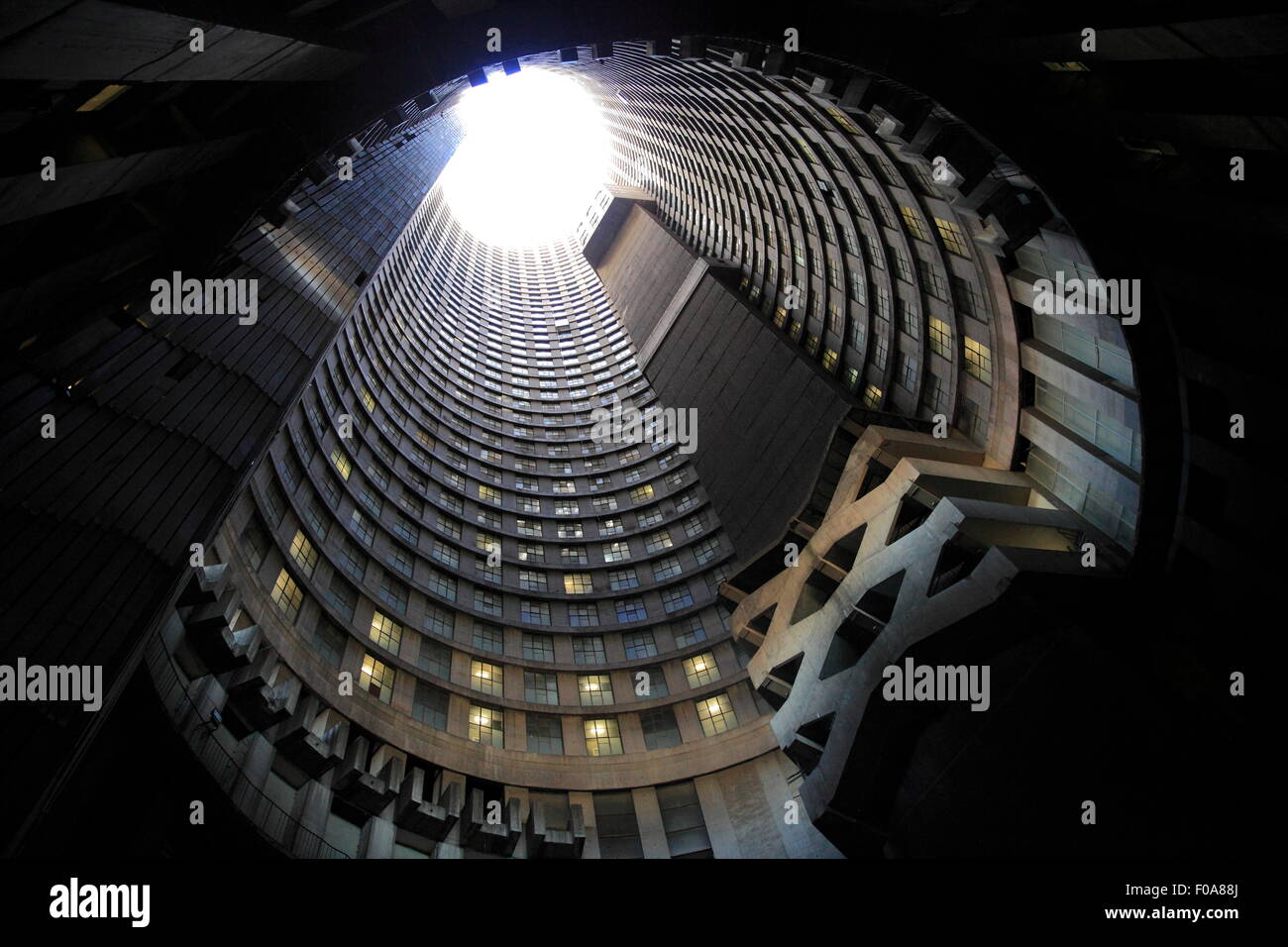 South Africa, Johannesburg. Hillbrow. Tour of Ponte Tower from inside ...