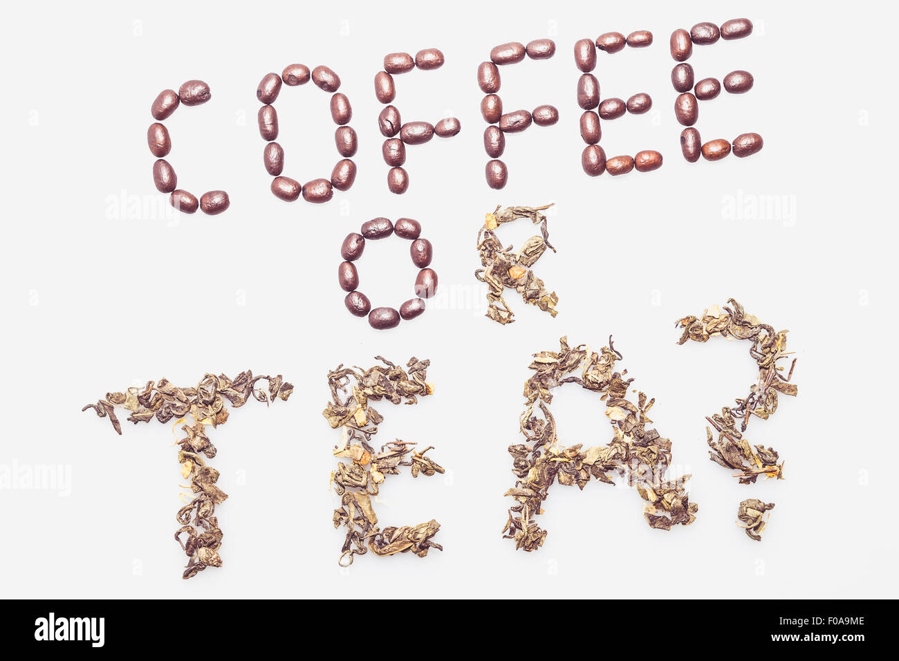 Coffee or tea words on a white background Stock Photo - Alamy