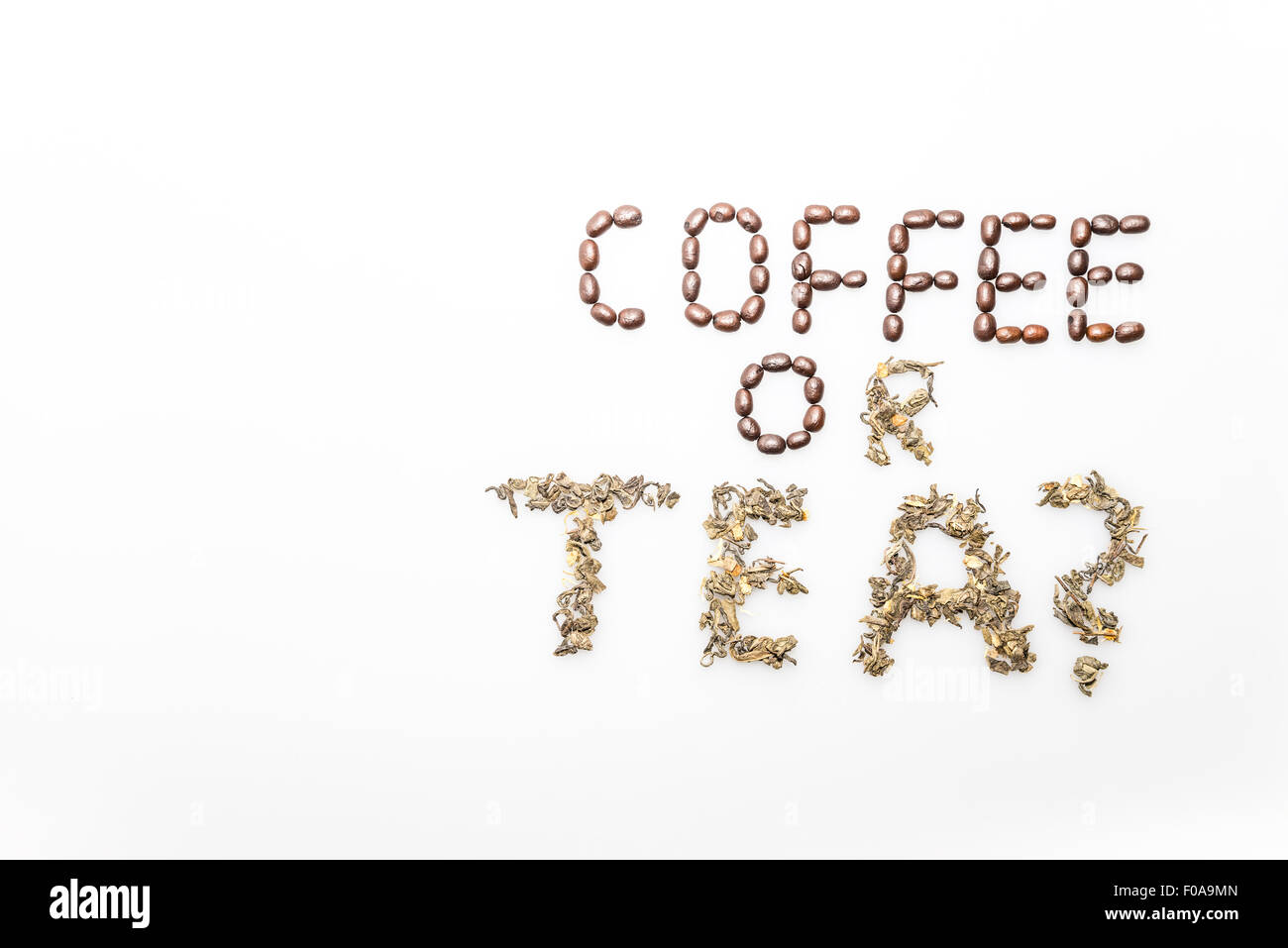 Coffee or tea words on a white background Stock Photo - Alamy