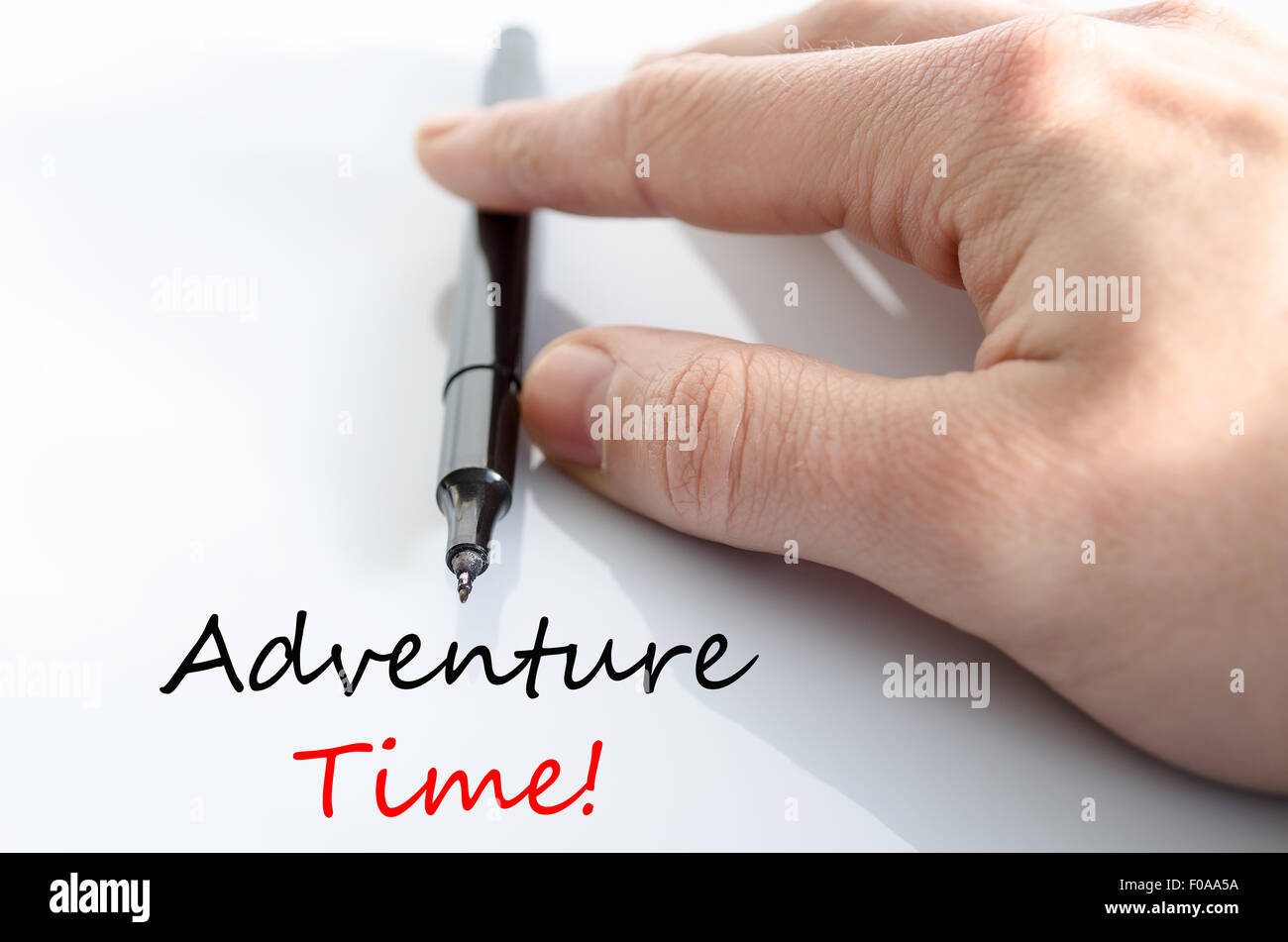 Adventure time text concept isolated over white background Stock Photo ...