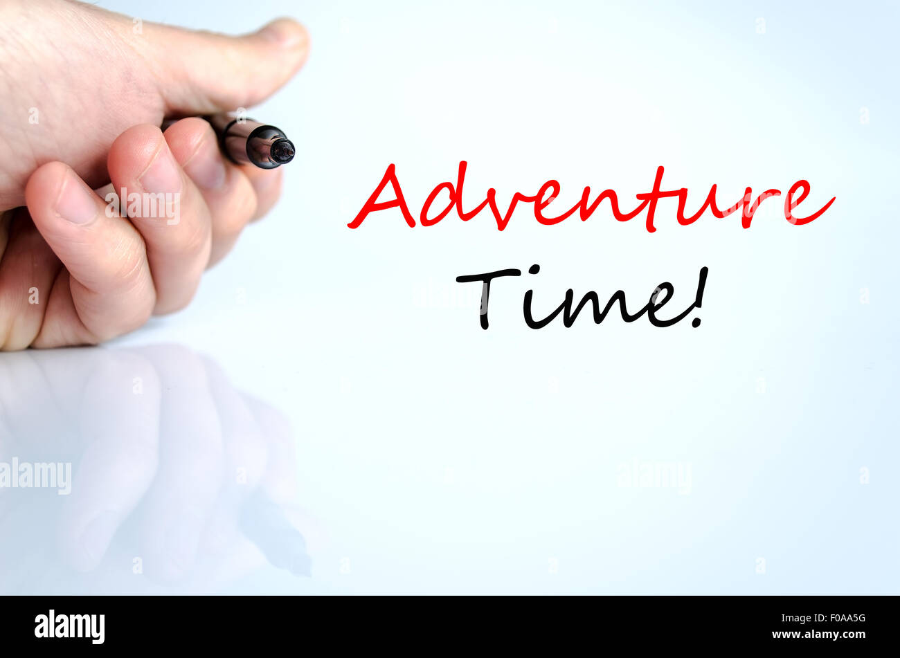 Adventure time text concept isolated over white background Stock Photo ...