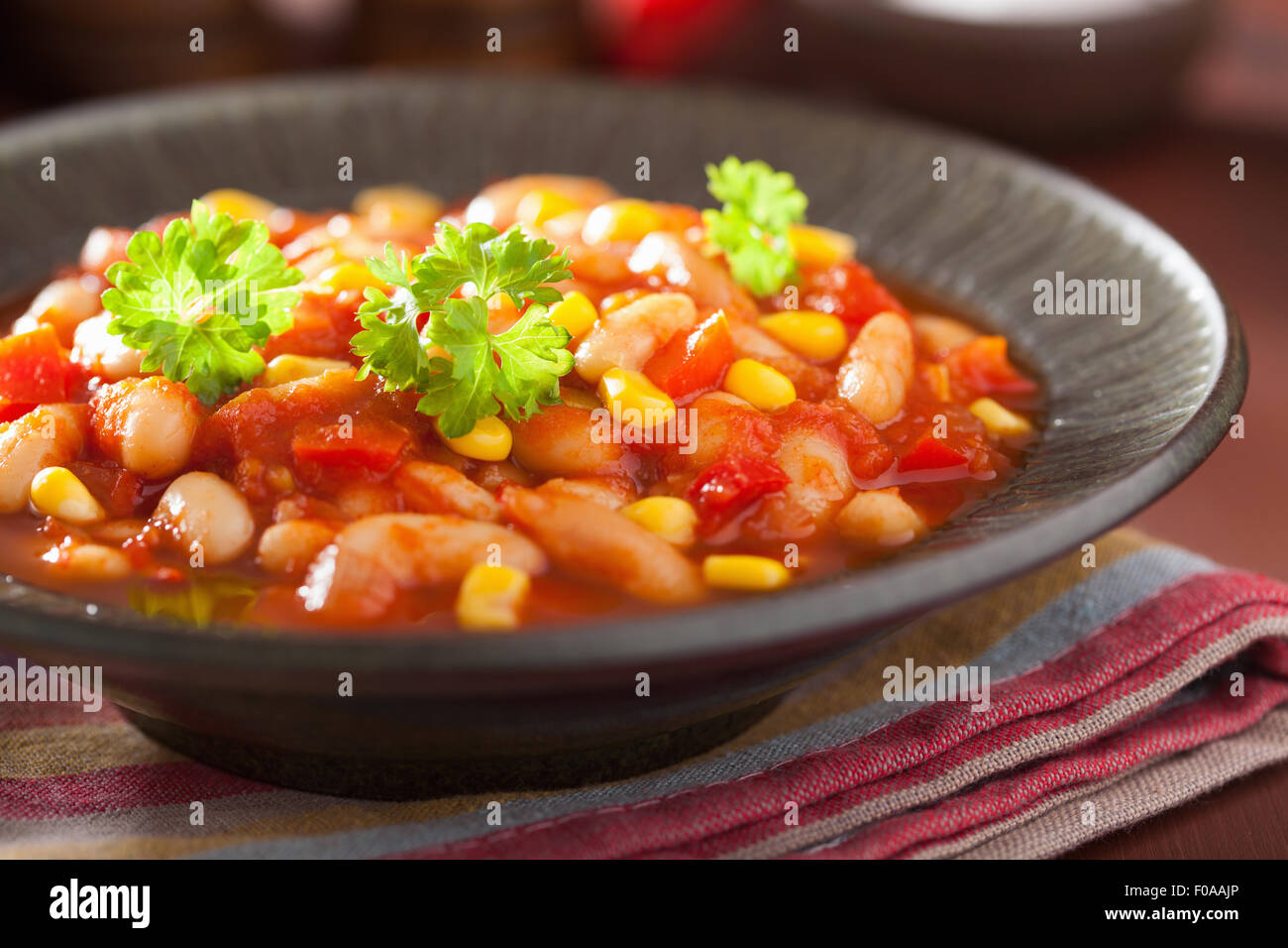 mexican veggie chilli in plate Stock Photo - Alamy