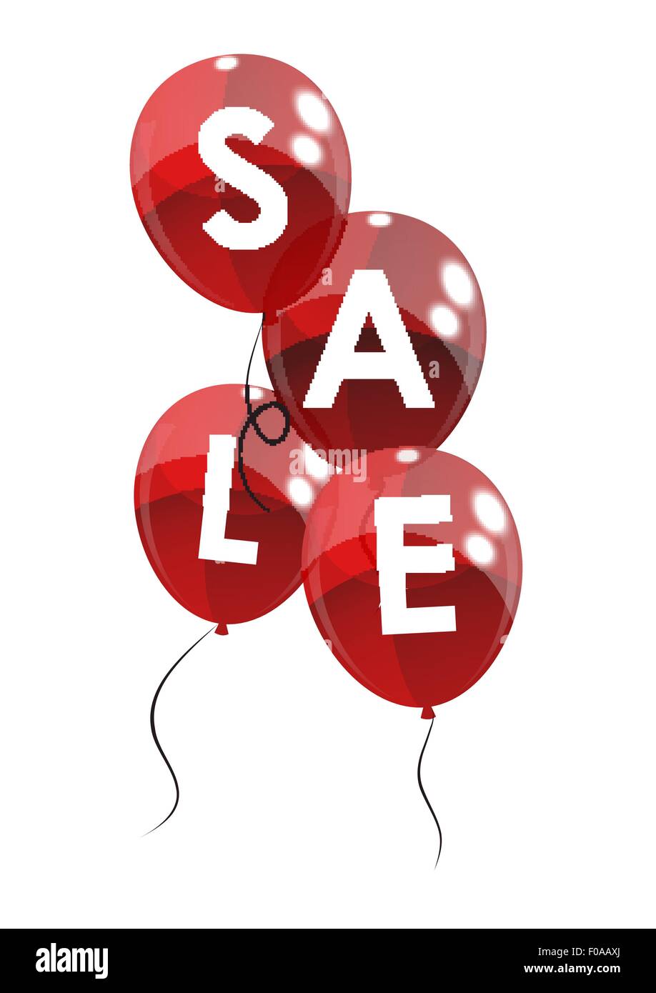 Color Glossy Balloons Sale Concept of Discount. Vector Illustration ...