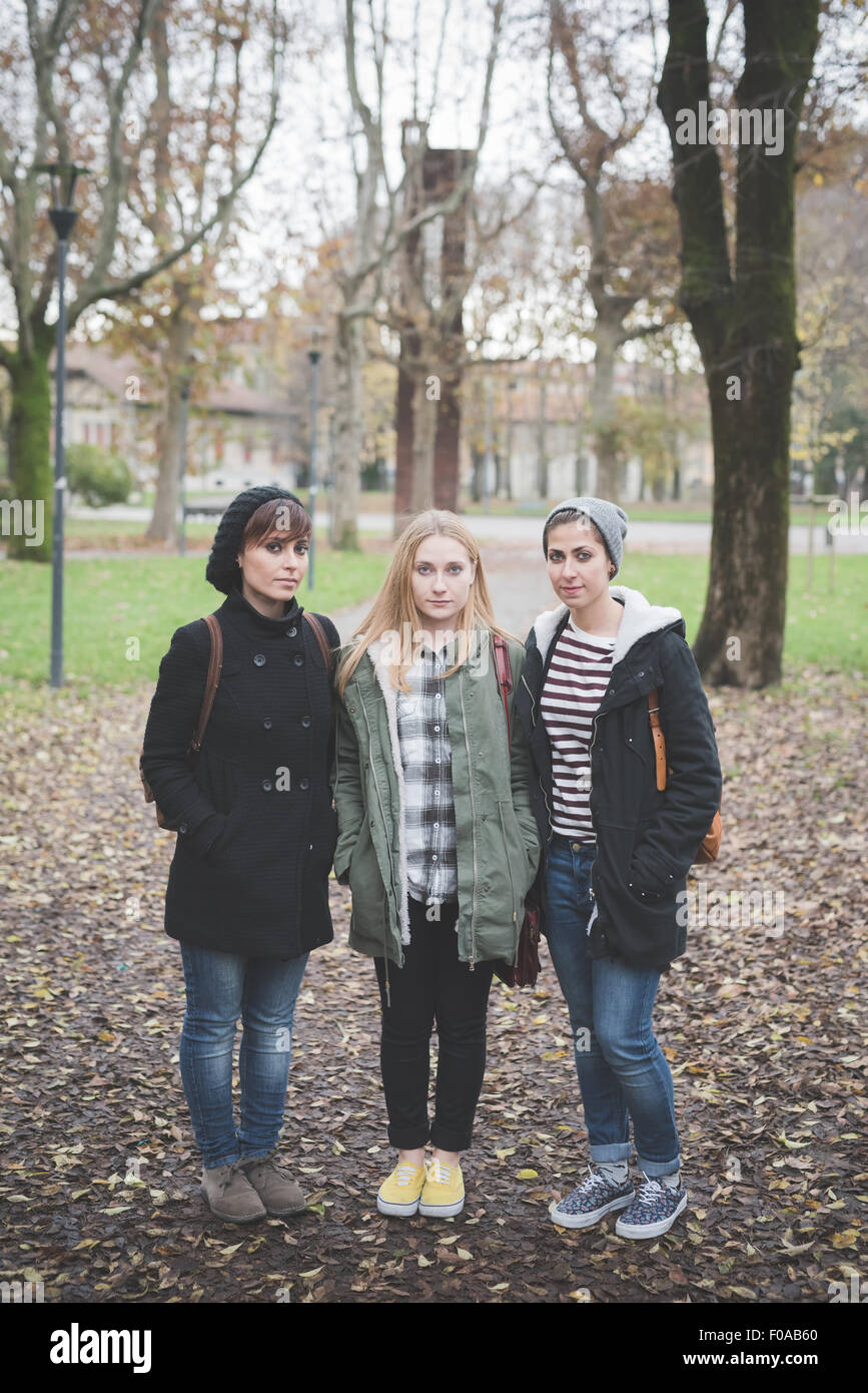 Three Sisters Posing In Park High Resolution Stock Photography and ...