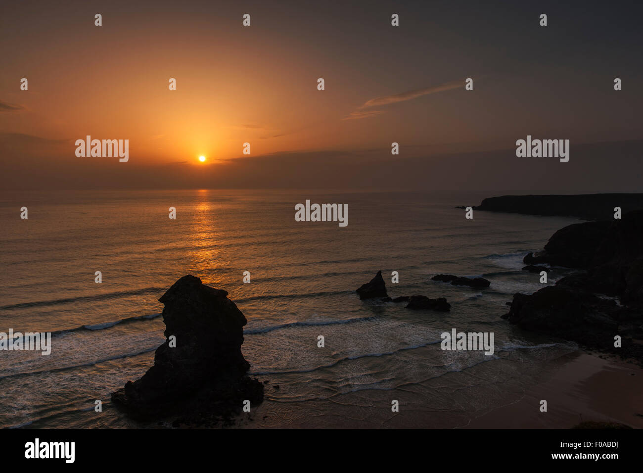 Sunset At Bedruthan Steps, Cornwall, England, @ Barry Bateman Stock ...