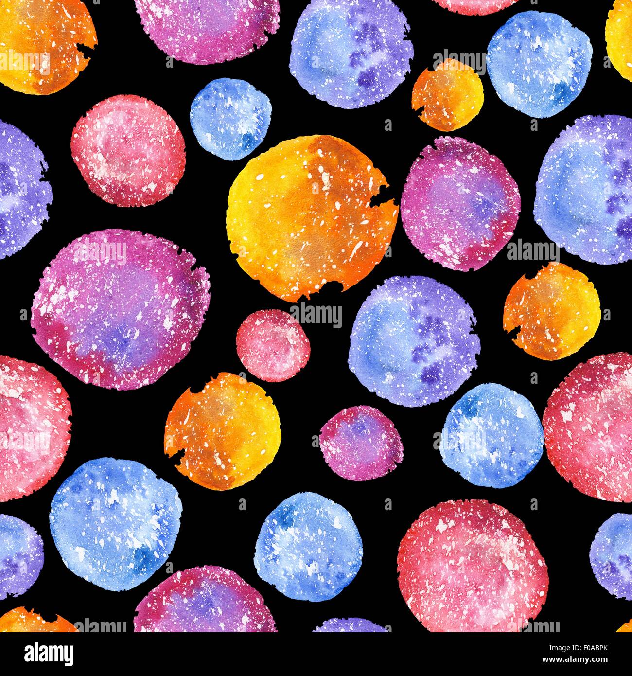 Abstract seamless geometric hand-painted texture with funny round ...