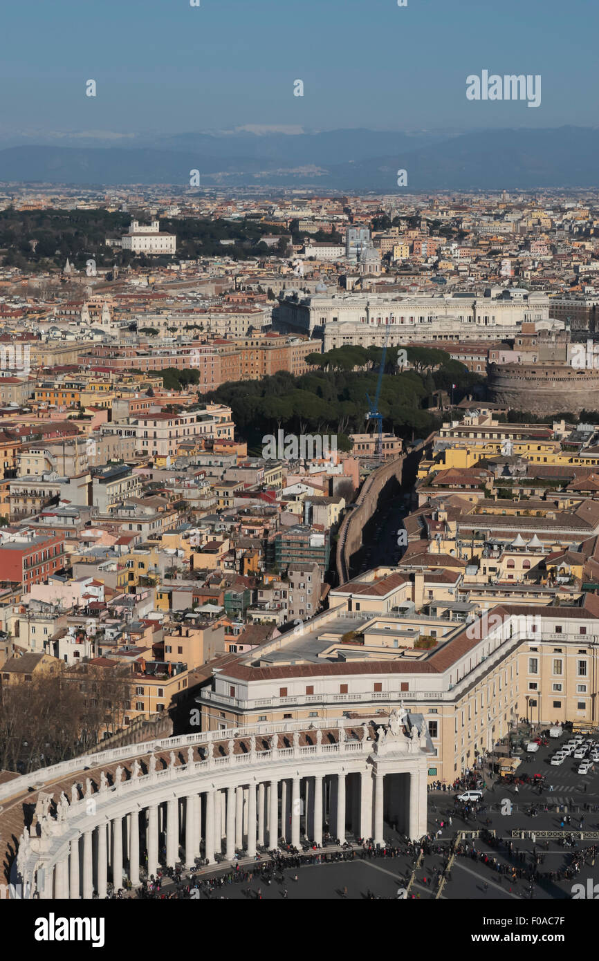 Vatican City wall looking out to the Castel Sant'Angelo, Rome, Italy ...