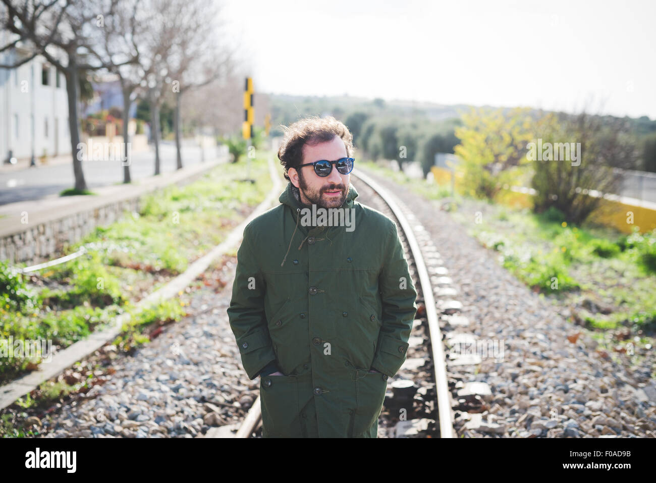 Man on railway track hi-res stock photography and images - Alamy