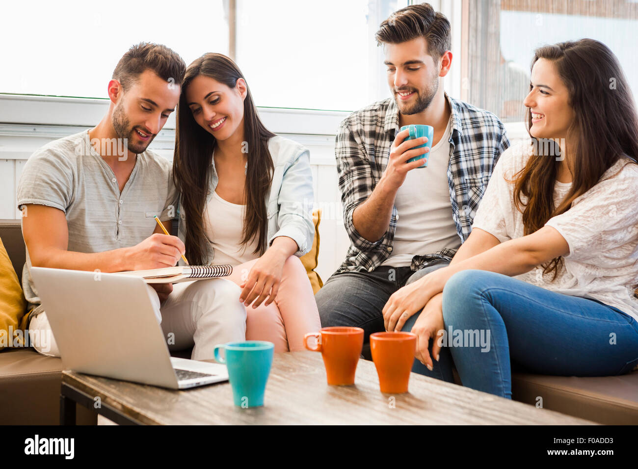 Group of friends meeting In the local Coffee Shop Stock Photo - Alamy