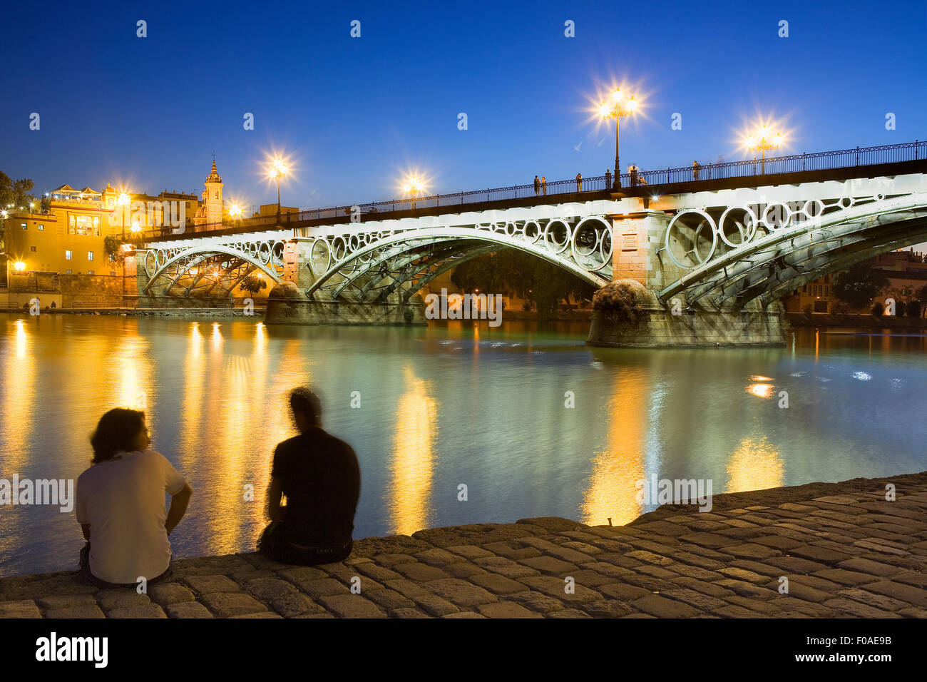 Isabel II bridge or Triana bridge, in Guadalquivir river,Sevilla ...