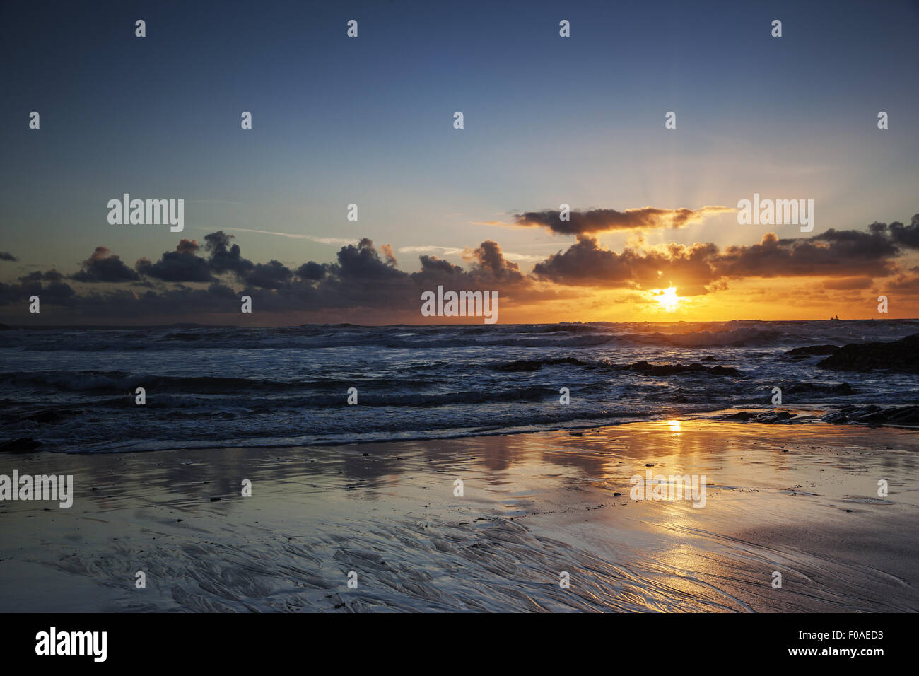 Sunsetting Over Constantine Bay Stock Photo - Alamy