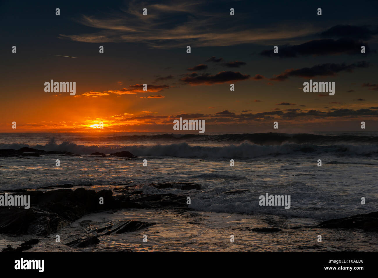 Sunsetting Over Constantine Bay Stock Photo - Alamy