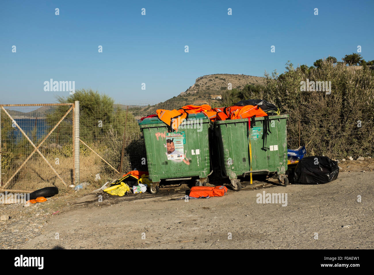 Abandoned life jackets and tyre inner tubes left by Syrian refugees on ...