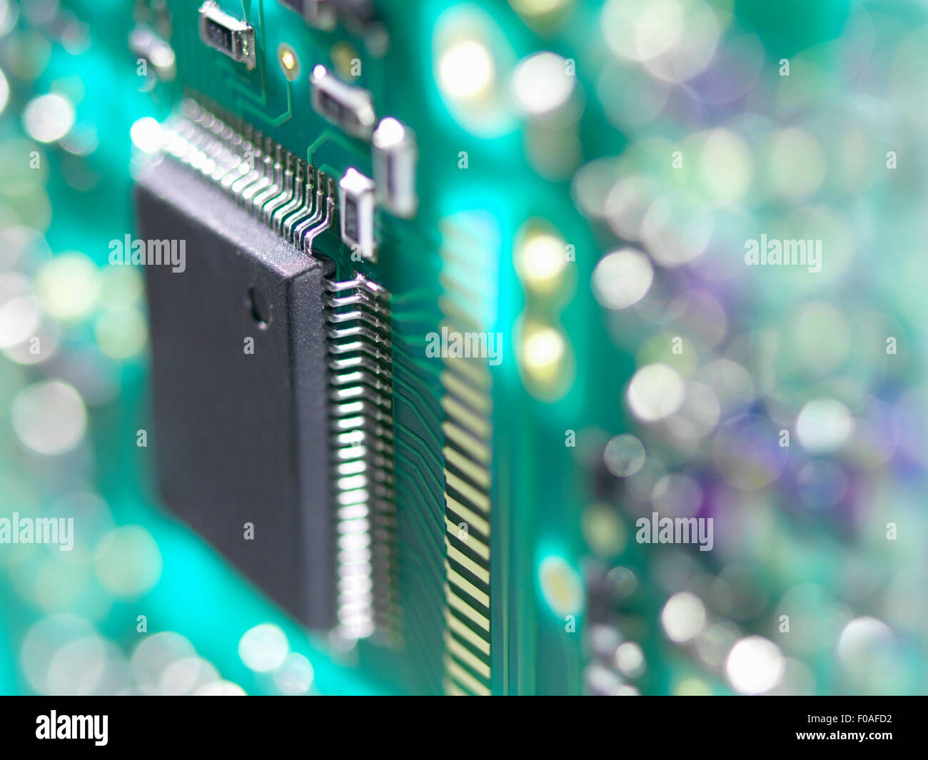 Close up of a circuit board used to connect electrical components to ...